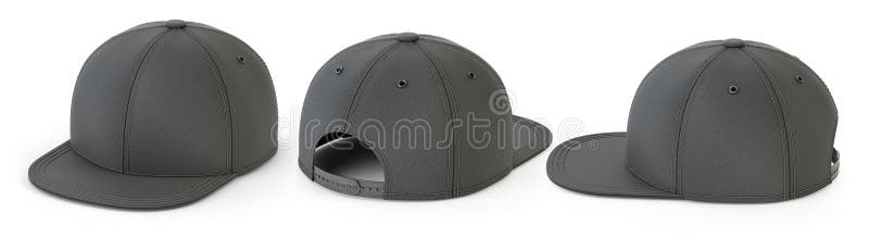 Black Snap Back Mock Up, Blank Hat Template, Isolated on White ...