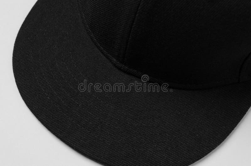 Black Snapback Cap Mockup Closeup Stock Image - Image of brim, empty ...