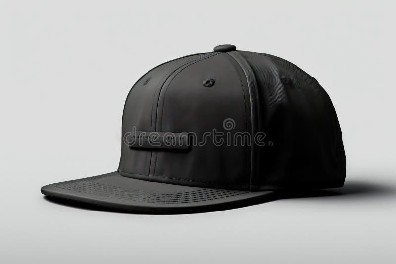 Black Snapback Caps Mockup on a Grey Background, Front and Back Side ...