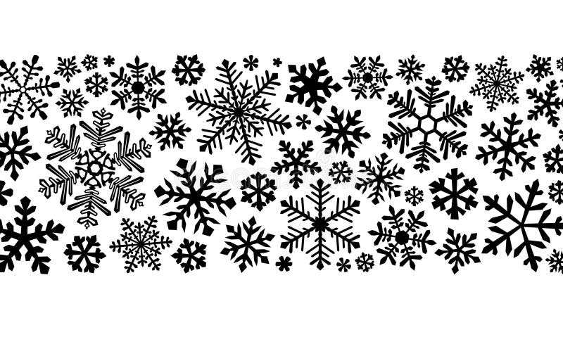 Black Snowflake Silhouettes Pattern on White Stock Vector ...