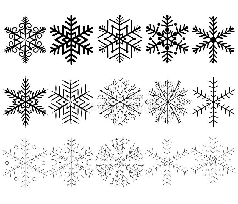 Black Snowflake Vector Set for Cards, Invitation, Backgrounds Stock ...