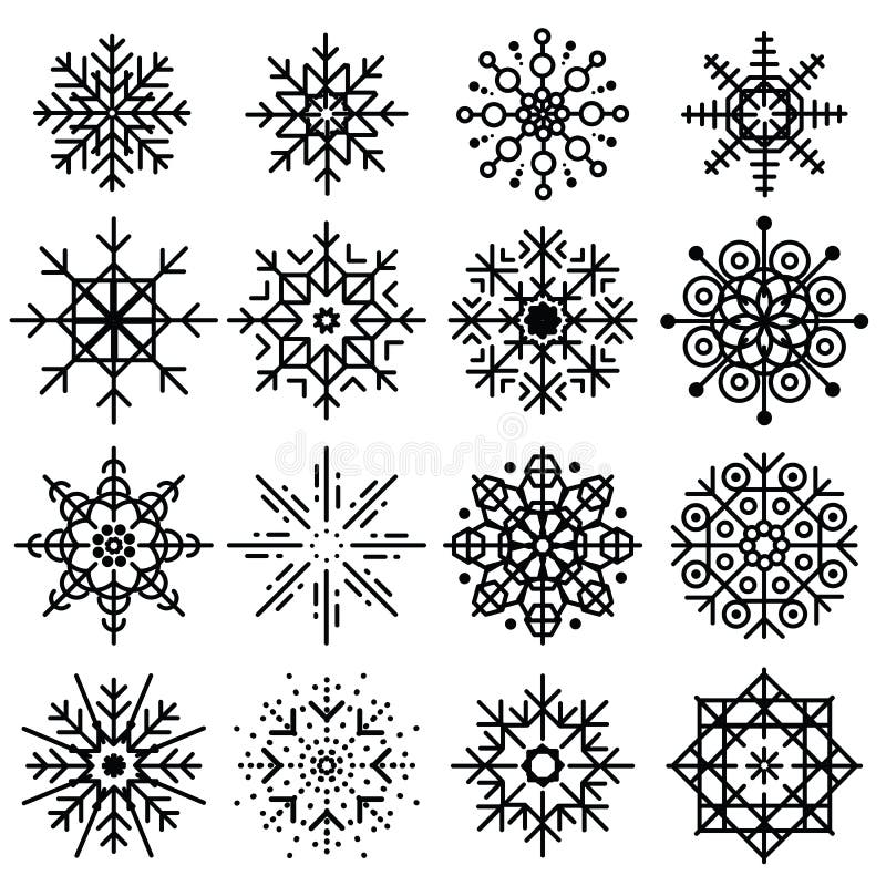 Black Snowflakes Big Set of Different Variations Stock Vector ...