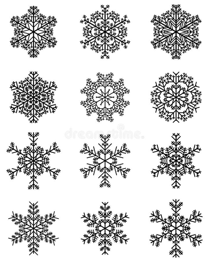 Black snowflakes stock illustration. Illustration of frost - 63257677
