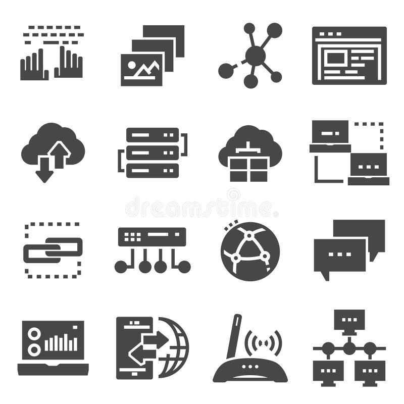 Black Social Network Icon Set Stock Illustration - Illustration of grid ...