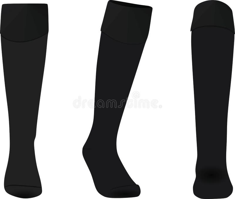 Black Socks, Front, Back and Side View Stock Vector - Illustration of ...