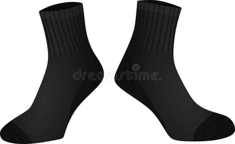 Black Socks Template, Front View Stock Vector - Illustration of cotton ...