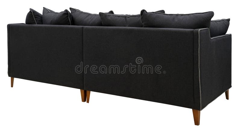 Black Sofa Isolated on White Background. Back View. Including Clipping ...