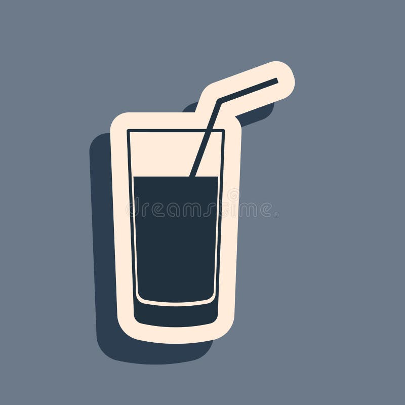 Black Soft Drink Icon Isolated on Grey Background. Long Shadow Style ...