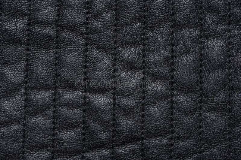 Black Soft Leather Texture with Stitches Stock Photo - Image of cowhide ...
