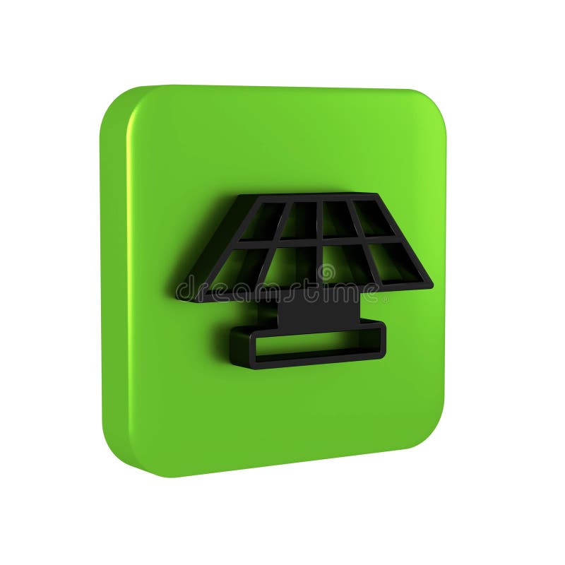 Black Solar Energy Panel Icon Isolated on Transparent Background. Green ...