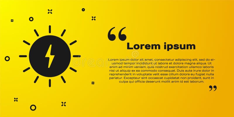 Black Solar Energy Panel Icon Isolated on Yellow Background. Sun with ...