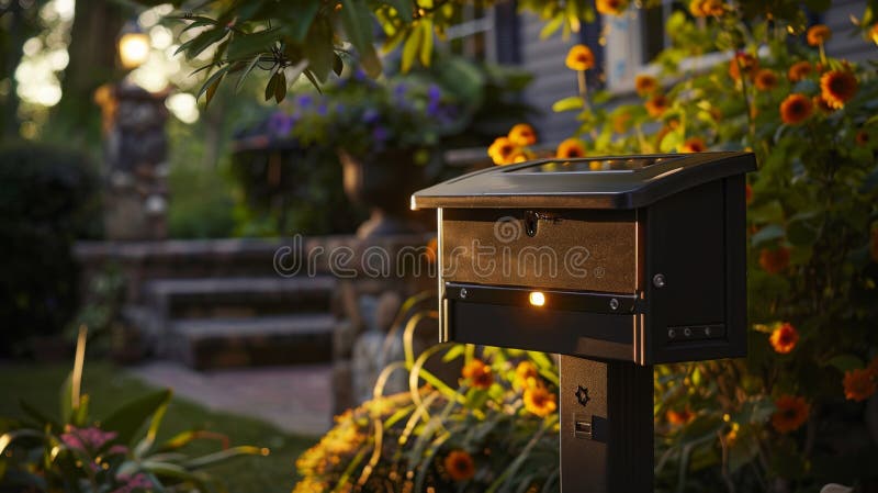 Solar Powered Mailbox Light at Dusk Stock Image - Image of dusk, front ...