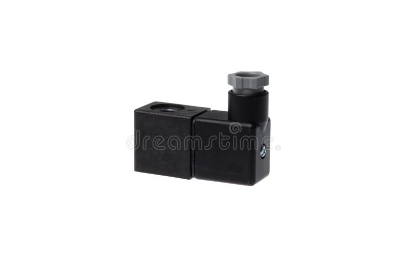 Black Solenoid Coil with Plug Socket for Control Valve, Isolated on ...