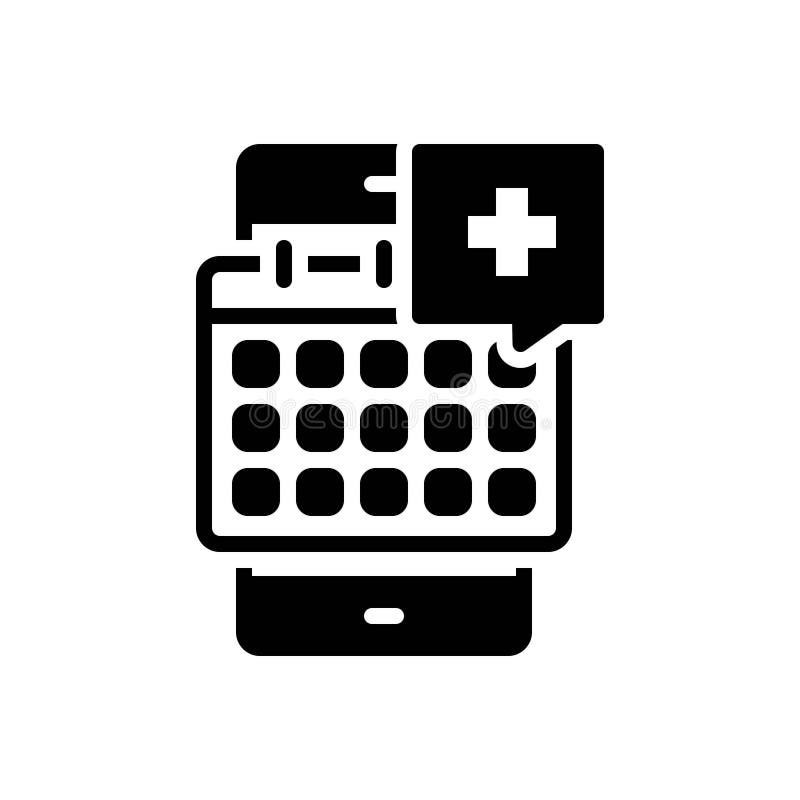 Black Solid Icon for Appointments, Calculator and Plus Stock Vector ...