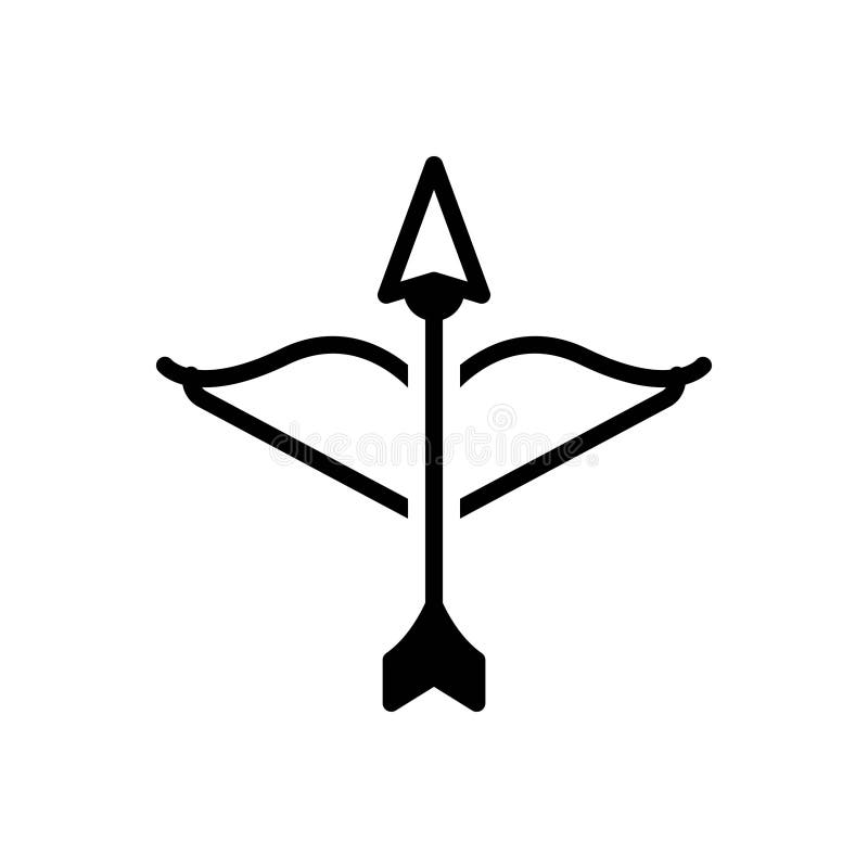 Black Solid Icon for Arrow, Bow and Shoot Stock Illustration ...