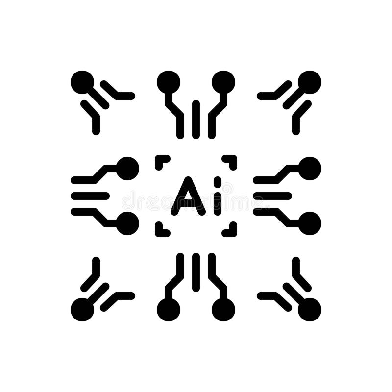 Black Solid Icon for Artificial Intelligence, Cyber and Secure Stock ...