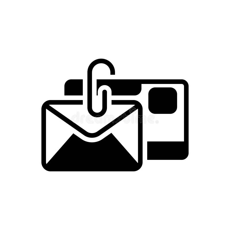 Black Solid Icon for Attachment, Dispatch and Attach Stock Vector ...