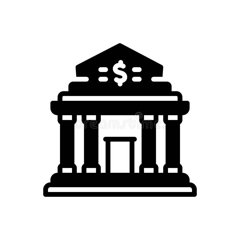 Black Solid Icon for Bank, Building and Economy Stock Illustration ...