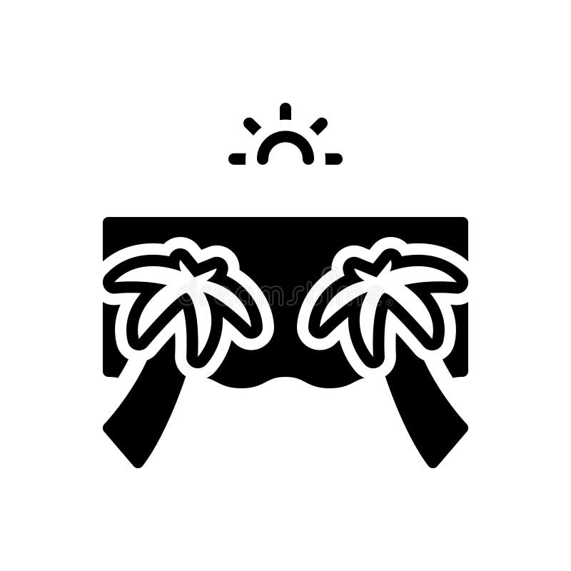 Black Solid Icon for Beach, Seaside and Seashore Stock Vector ...