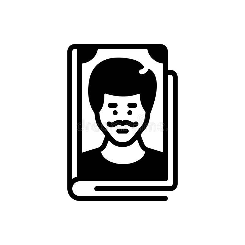 Black Solid Icon for Biography, Autobiography and Diary Stock Vector ...