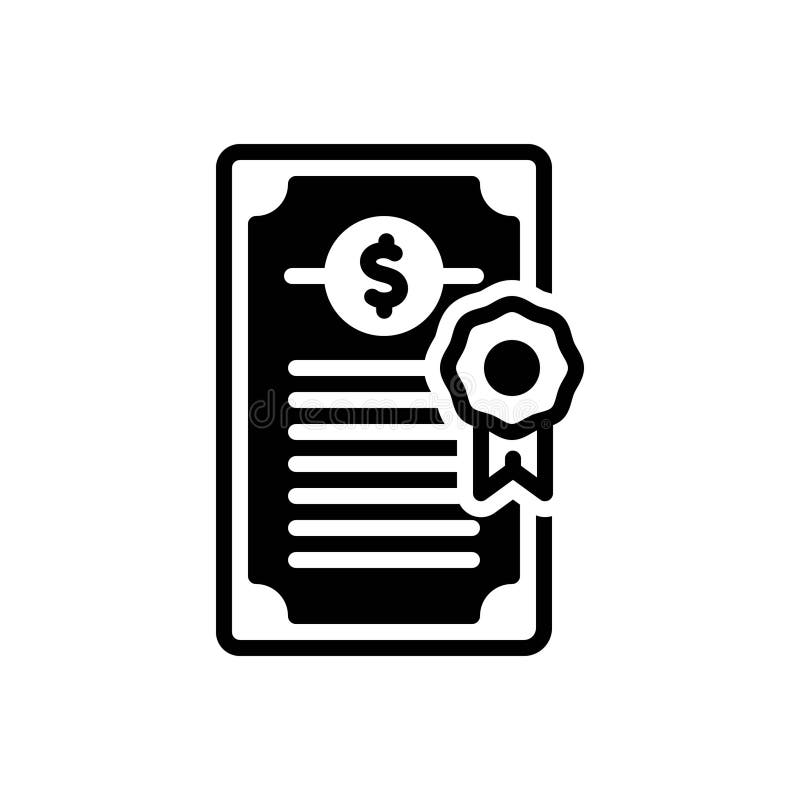 Black Solid Icon for Bond, Bond Paper and Certificate Stock ...