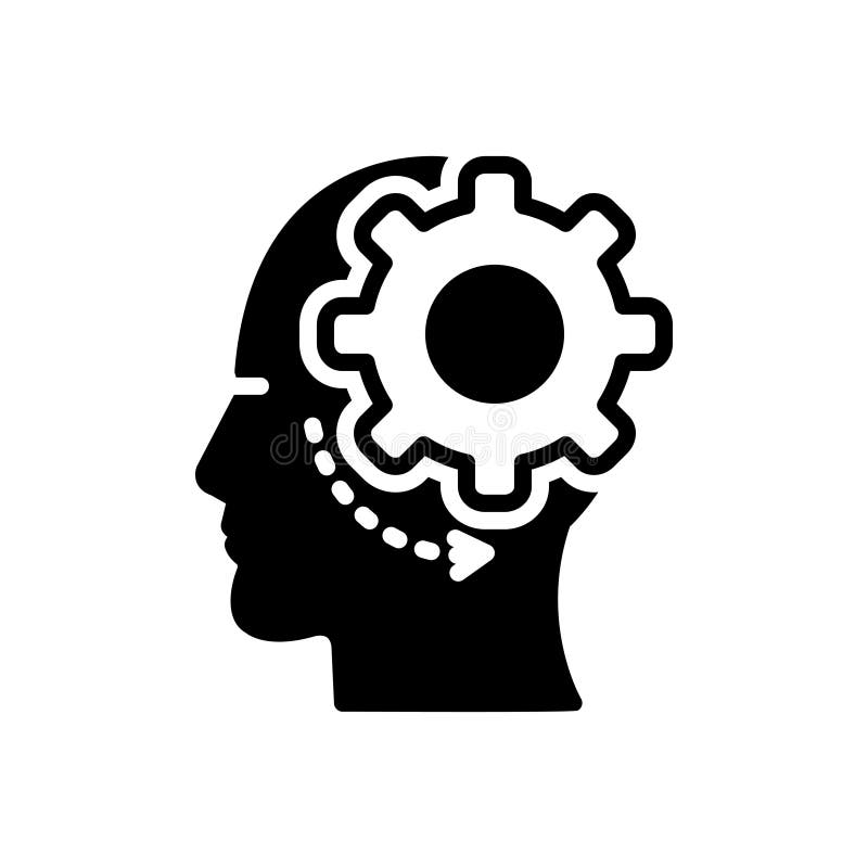 Black Solid Icon for Brain Process, Neuroscience and Concept Stock ...