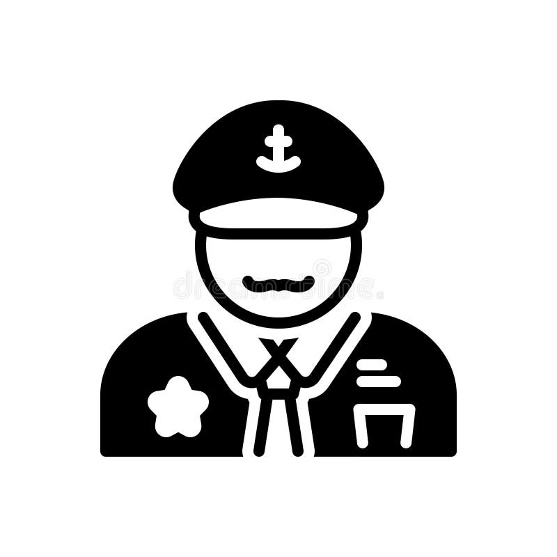 Black Solid Icon for Captain, Skipper and Padrone Stock Vector ...
