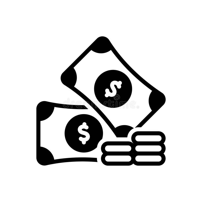 Black Solid Icon for Cash, Coin and Banknote Stock Vector ...