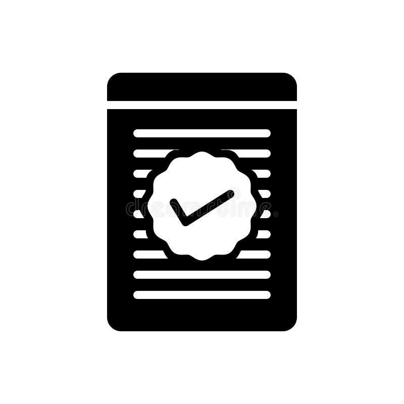 Black Solid Icon for Checked, Checklist and Report Stock Vector ...