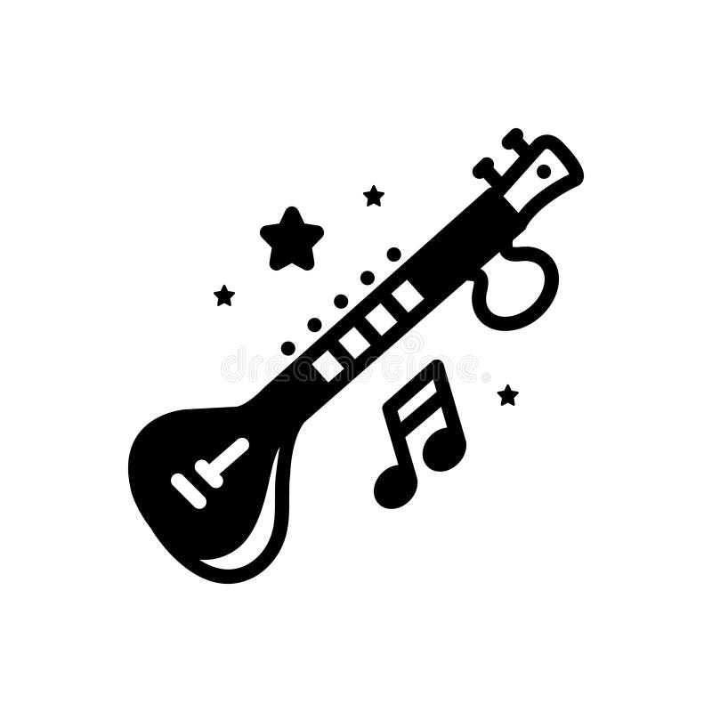 Black Solid Icon for Classical, Sitar and Musical Stock Vector ...