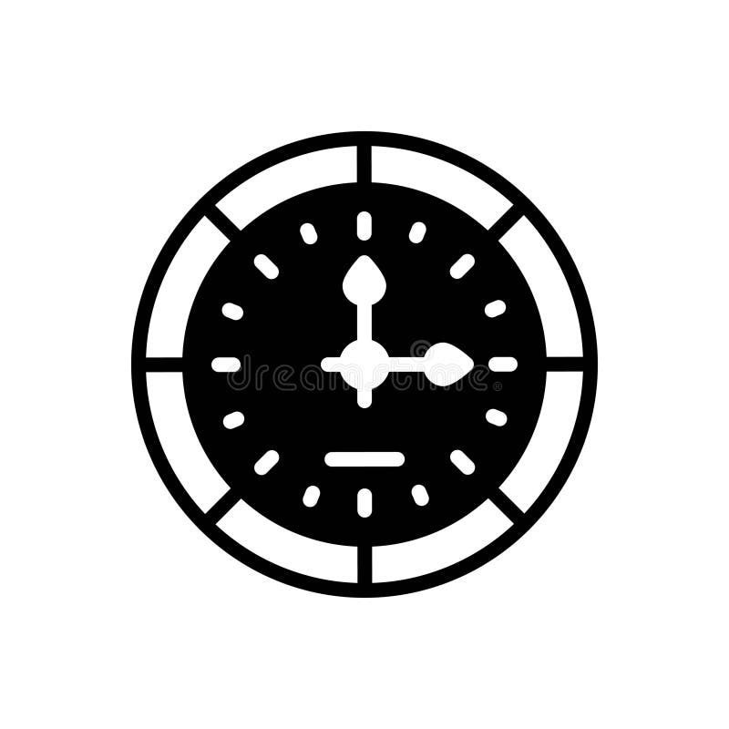 Black Solid Icon for Clock, Time and Clockwise Stock Illustration ...