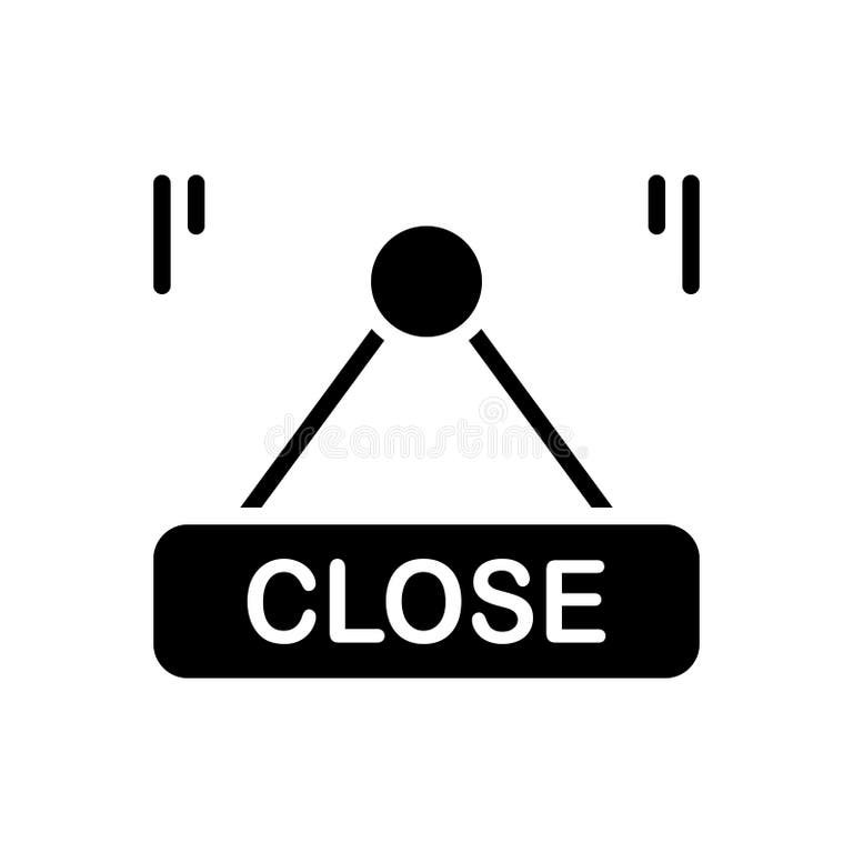 Black Solid Icon for Close, Shut and Label Stock Vector - Illustration ...