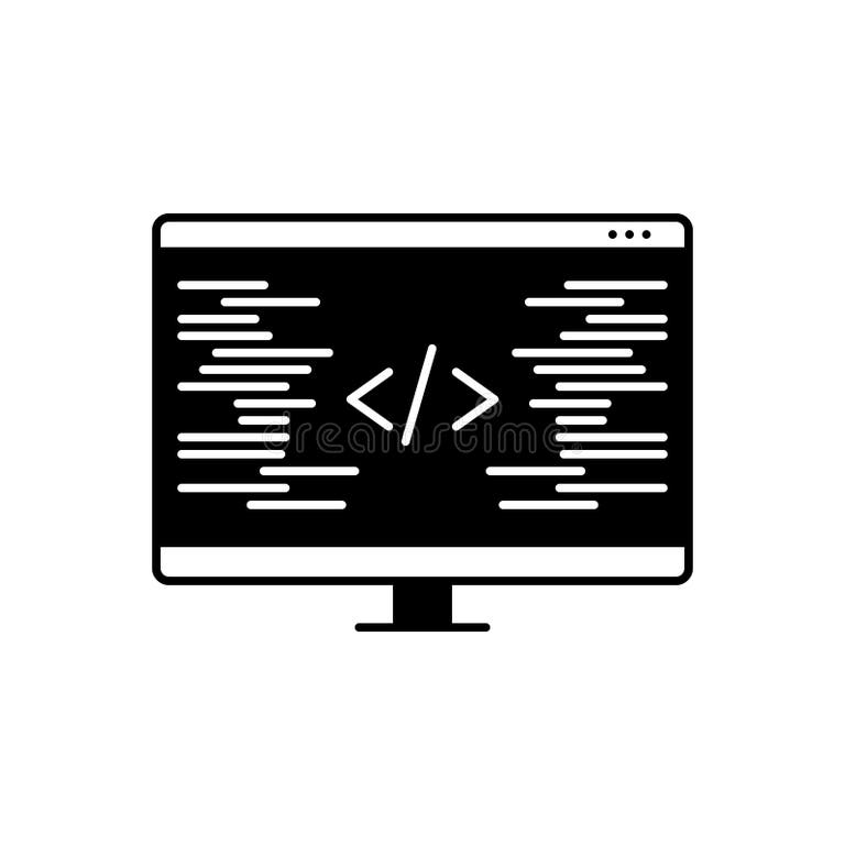 Black Solid Icon for Coding, Programming and Technology Stock ...