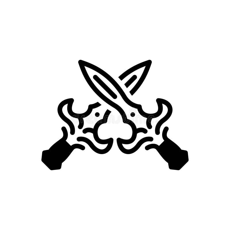 Black Solid Icon for Combat, Weaponry and Battle Stock Illustration ...