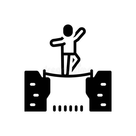 Black Solid Icon for Courage, Tightrope and Daring Stock Vector ...