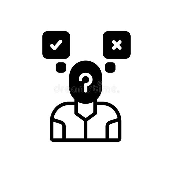 Black Solid Icon for Decided, Question Mark and Right Stock Vector ...