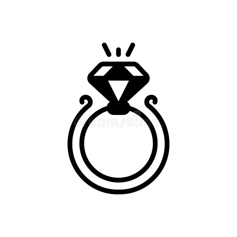 Black Solid Icon for Diamond Ring, Wedding Ring and Jewellery Stock ...