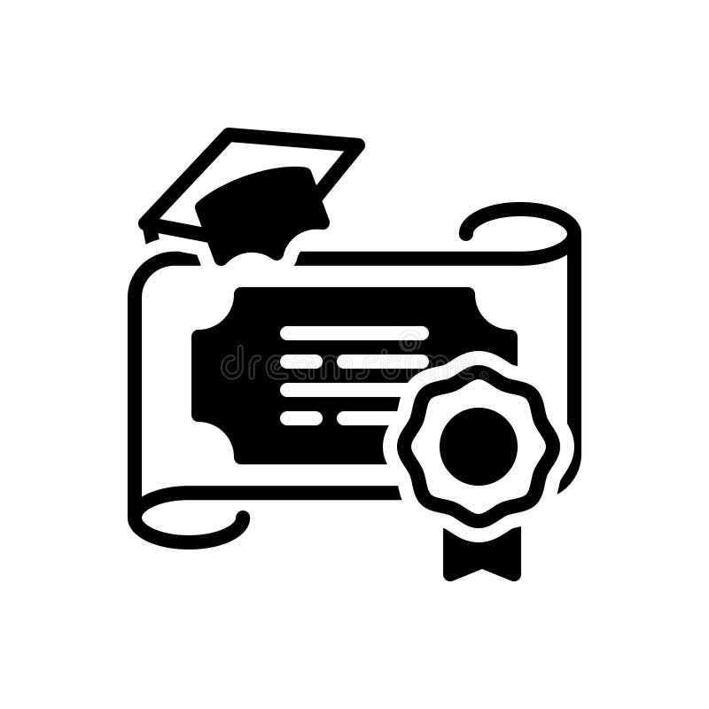 Black Solid Icon for Diploma, Certified and Document Stock Vector ...