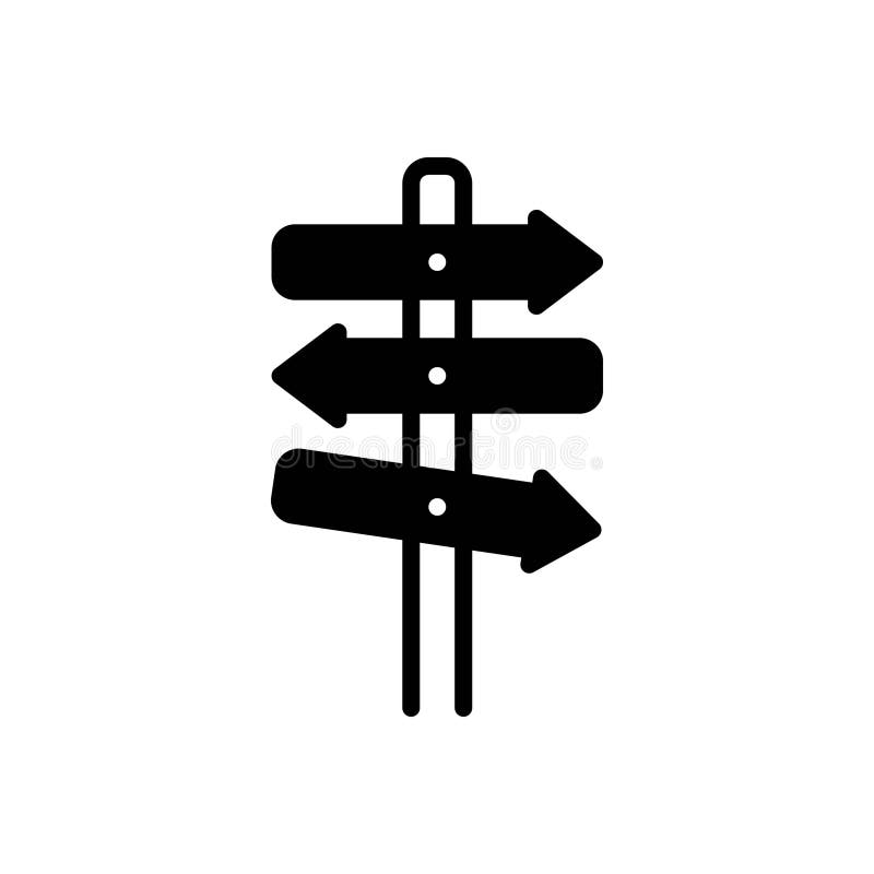 Black Solid Icon for Direction Board, Direction and Guide Stock ...