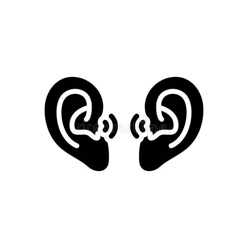 Black Solid Icon for Ears, Hearing and Listen Stock Vector ...