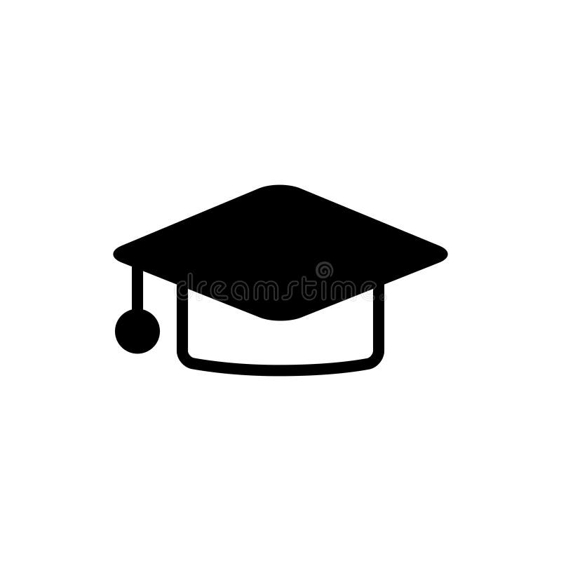 Black Solid Icon for Education Cap, Graduate and Cap Stock Vector ...