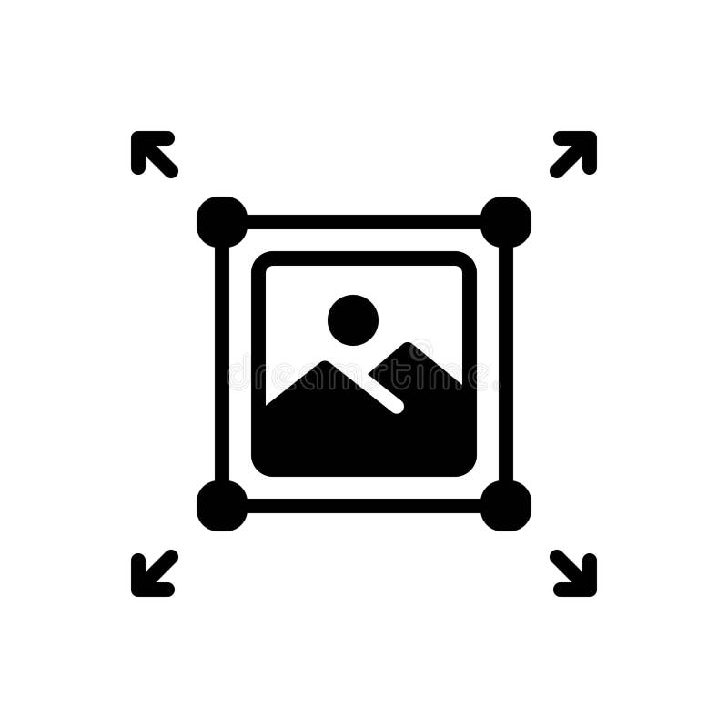 Black Solid Icon for Enlarge, Enhance and Image Stock Vector ...