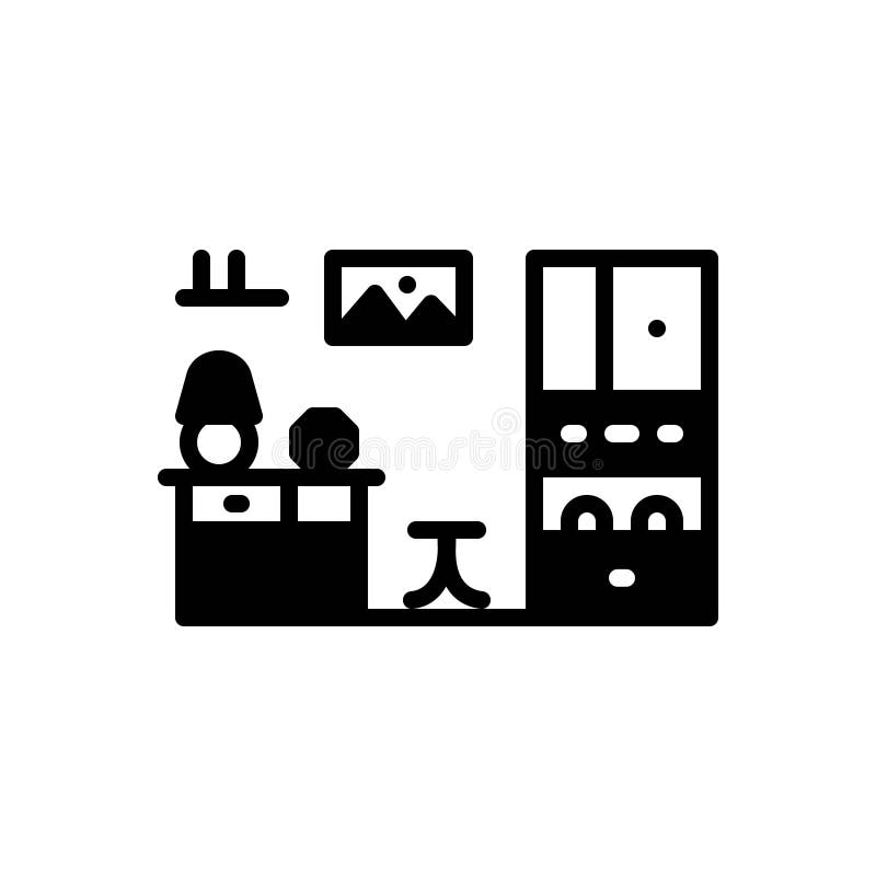 Black Solid Icon for Equipped, Furnished and Supplied Stock ...