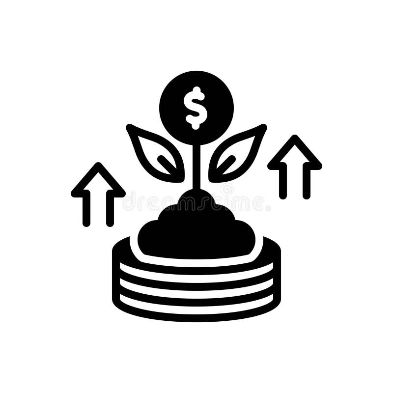 Black Solid Icon for Growth, Development and Profit Stock Vector ...