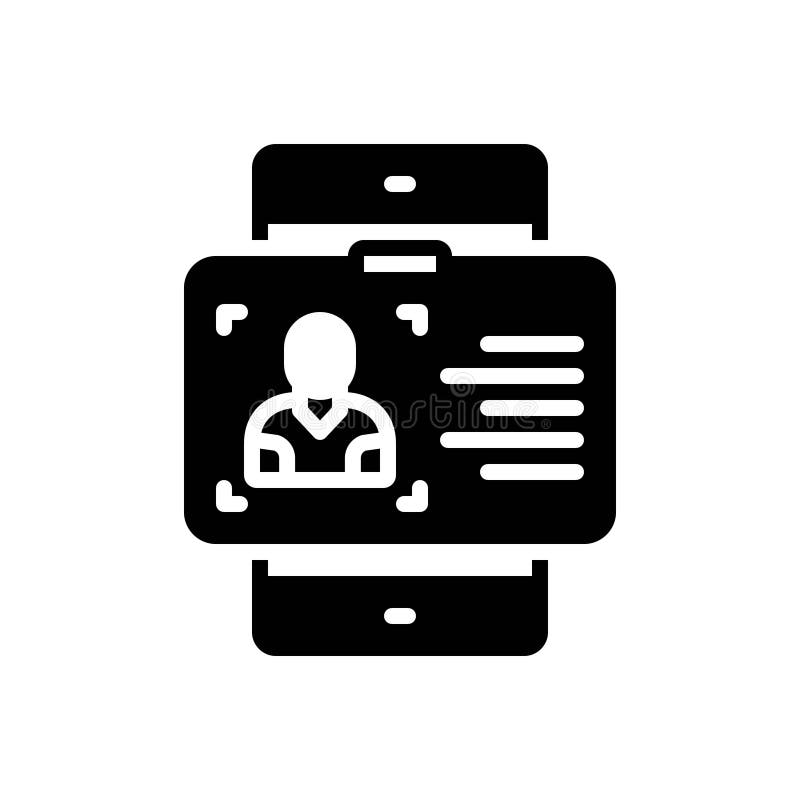 Black Solid Icon for Identification, Identity and Mobile Stock ...