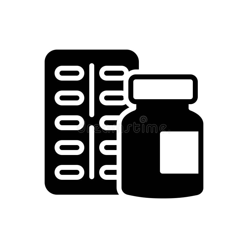 Black Solid Icon for Medications, Antibiotic and Capsule Stock Vector ...