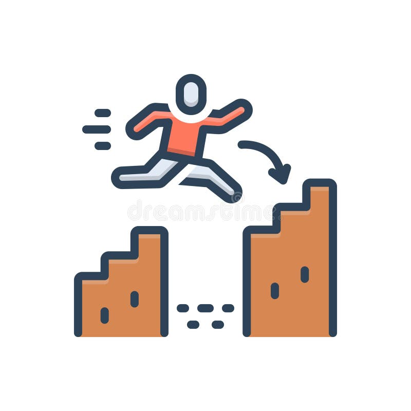 Color Illustration Icon for Overcome, Challenge and Cliff Stock ...