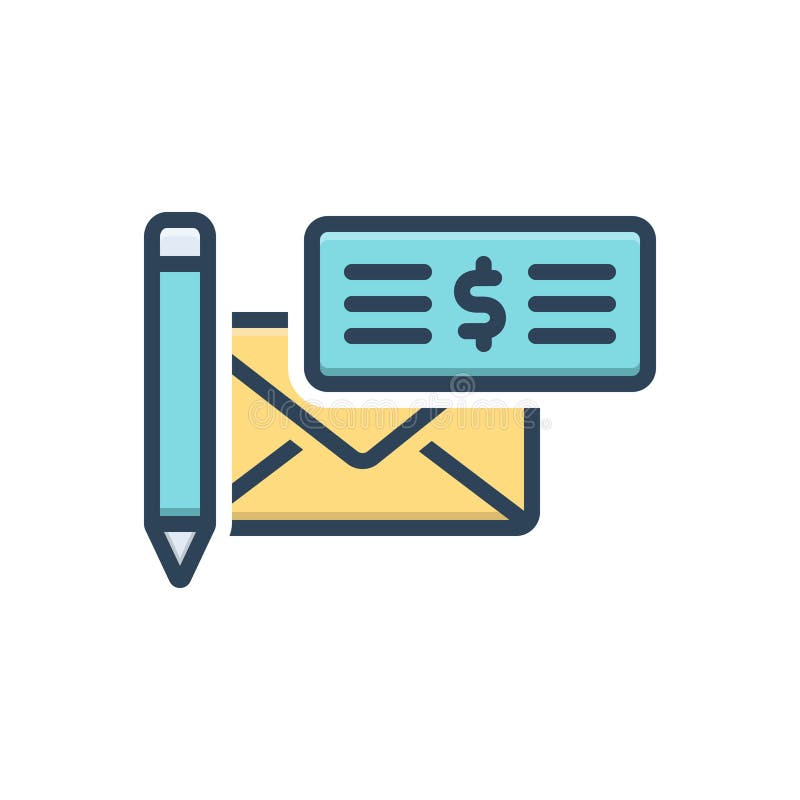 Color Illustration Icon for Paycheck, Cheque and Book Stock ...