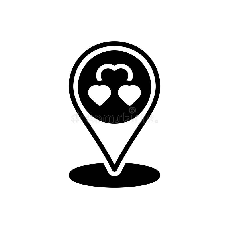 Black Solid Icon for Pin, Spot and Lovers Stock Illustration ...