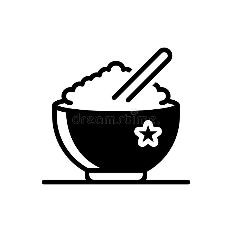 Black Solid Icon for Rice, Food and Bowl Stock Vector - Illustration of ...